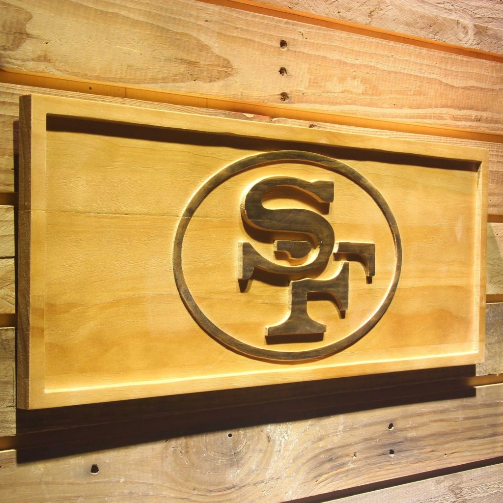 San Francisco 49ers 1968 1995 Logo Wood Sign Legacy Edition Neon